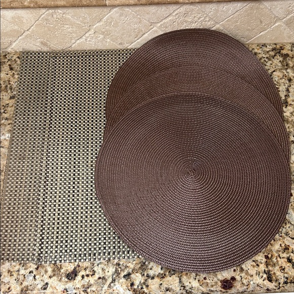 Dining | Brown And Tangray Woven Placemats Set 2 Rectangular And 3 ...